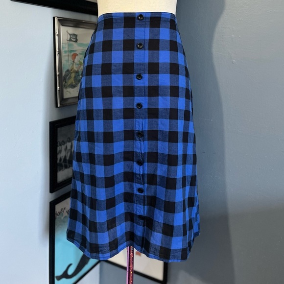 Lily Star | Skirts | Button Down Midi Skirt Blue Black Xs Lily Star ...
